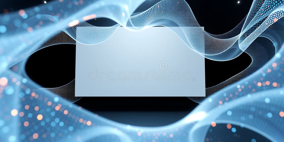Abstract Light Blue Rectangle Surrounded by Flowing Light Patterns on a ...