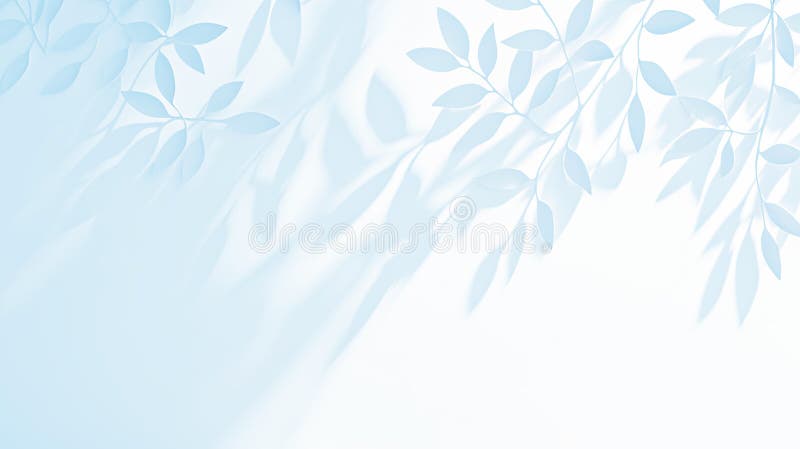 Abstract Light Blue Shadow Background of Leaves on White Wall Stock ...