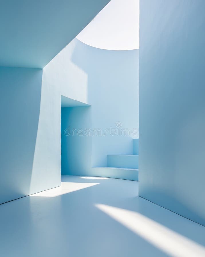 Abstract Light Blue Space with Smooth Surfaces for Presentation Stock ...