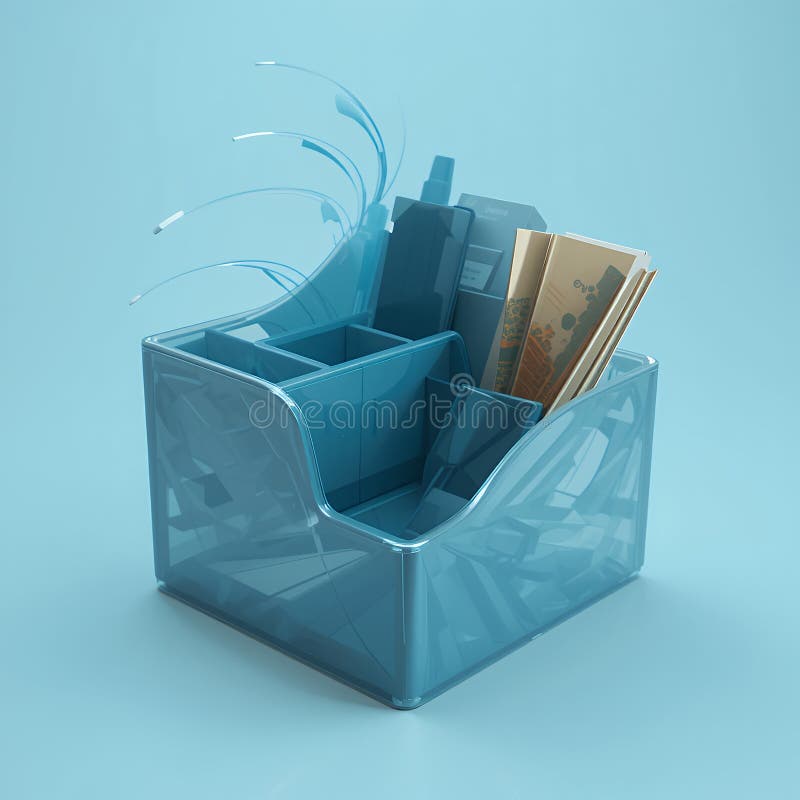 Abstract Light Blue Translucent Desk Organizer with Broken Glass ...