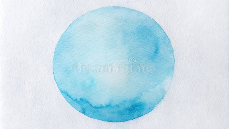 Abstract Light Blue Watercolor Circle on White Paper Background ...