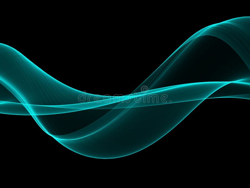 Abstract Light Blue Wave on Black Background Stock Illustration ...