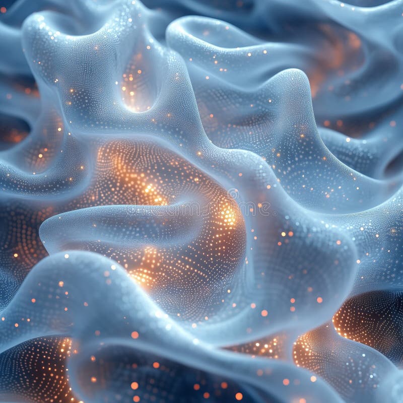 Abstract Light Blue Waves with Glowing Dots Background for Wallpapers ...