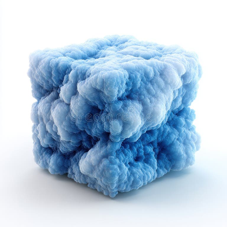Abstract Light Blue and White Particle Cube 3D Render Stock ...