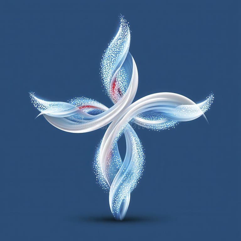 Abstract Light Blue and White Swirling Cross Design Stock Illustration ...