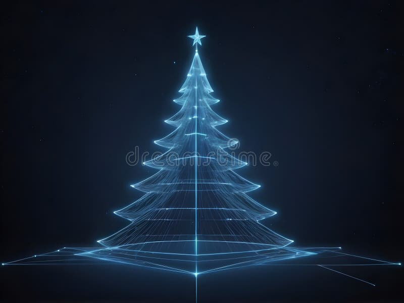Abstract Light Border Wireframe Virtual a Christmas Tree Design with ...
