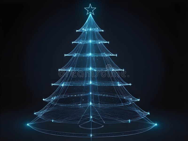 Abstract Light Border Wireframe Virtual a Christmas Tree Design with ...
