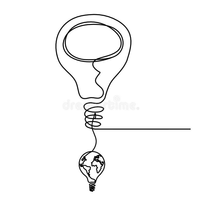 Abstract Light Bulb with Light Bulb As Line Drawing on White Stock ...