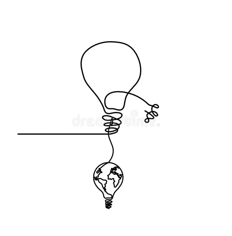Abstract Light Bulb with Light Bulb As Line Drawing on White Stock ...