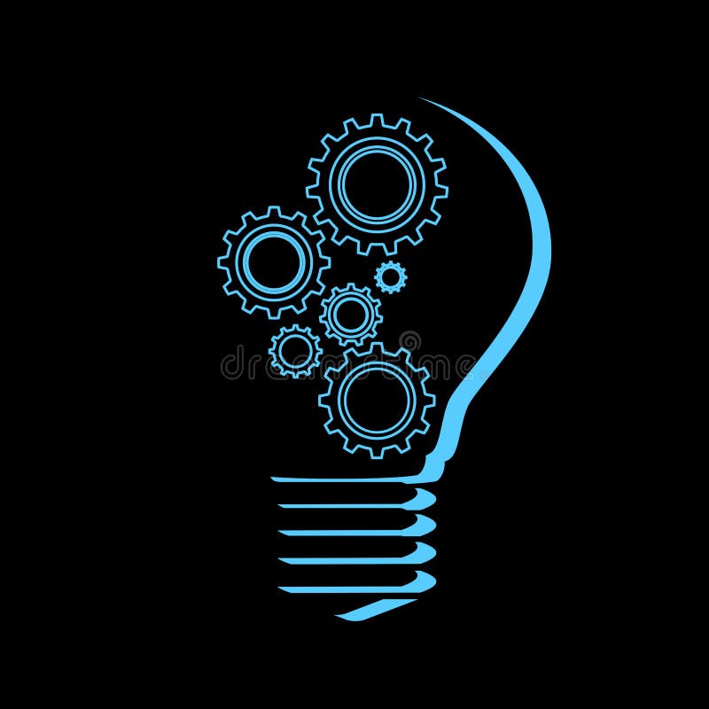 Abstract Light Bulb and Cog Inside.gear Icon Modern Stock Vector ...