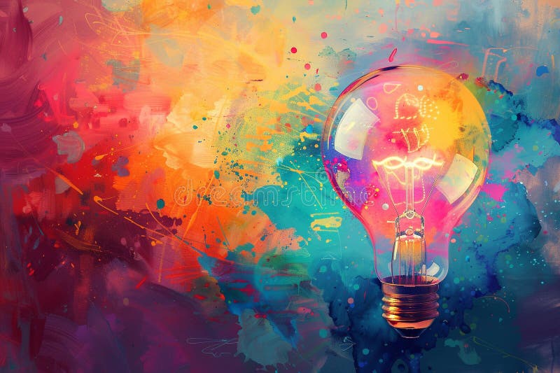 Abstract Light Bulb with Colorful Background Stock Illustration ...