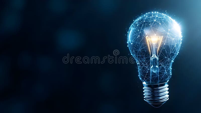 Abstract Light Bulb Consisting of Polygons, Points, Lines, and Shapes ...