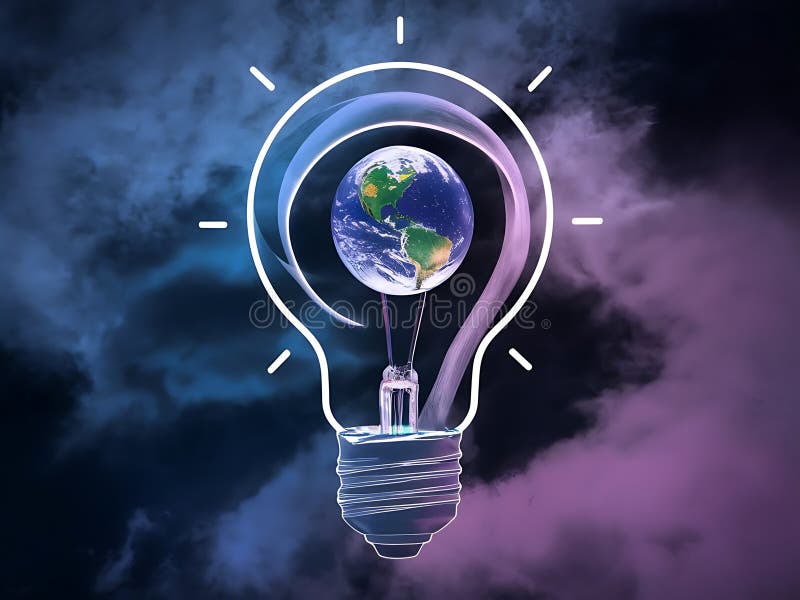 Abstract Light Bulb with Earth Inside for Sustainability Concept Stock ...