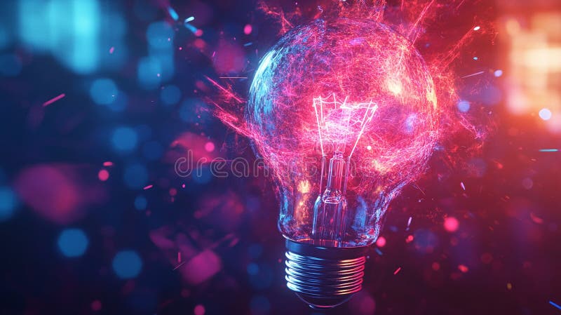 Abstract Light Bulb Explosion with Electric and Colorful Effects ...