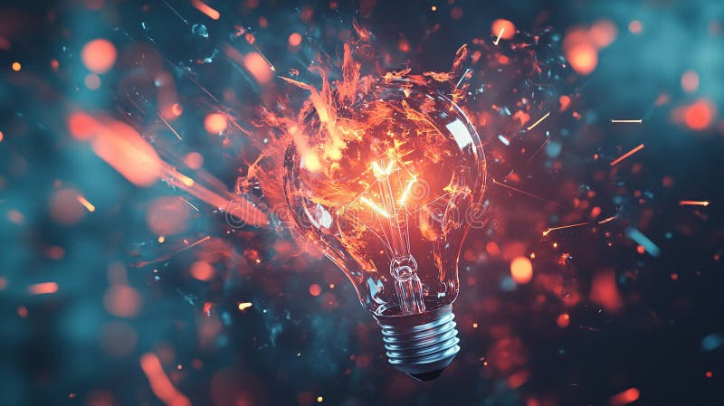 Abstract Light Bulb Explosion with Electric and Colorful Effects ...