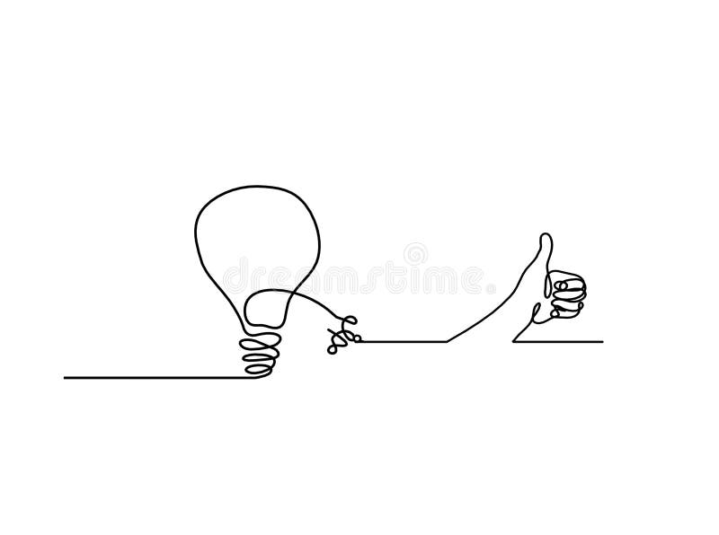 Abstract Light Bulb with Hand As Line Drawing on White Stock ...