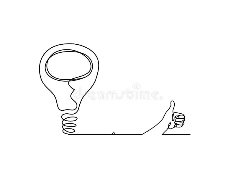Abstract Light Bulb with Trophy As Line Drawing on White Stock ...
