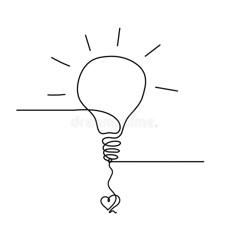 Abstract Light Bulb with Trophy As Line Drawing on White Stock ...