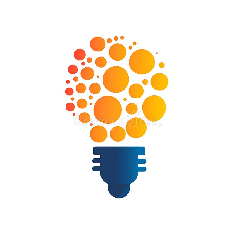 Abstract Light Bulb Icon Created with Circles in Orange and Blue ...