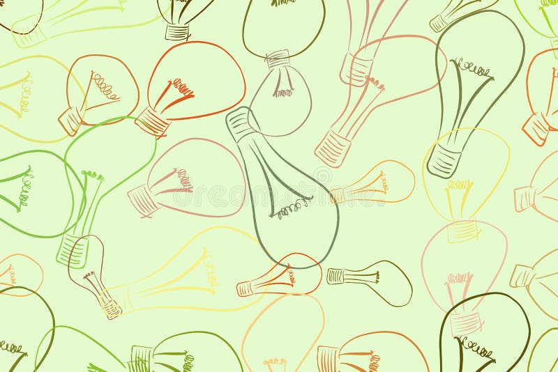 Abstract Light Bulb Illustrations Background. Sketch, Digital, Art ...