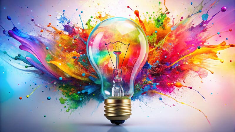 Abstract Light Bulb Paint Splash a Dynamic Visual Representing Creative ...