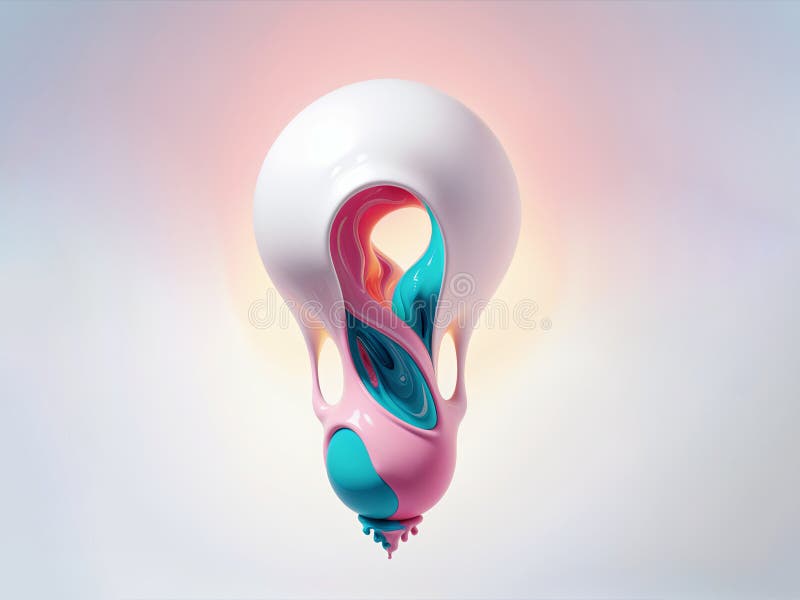Abstract Light Bulb with Colorful Swirls Stock Illustration ...