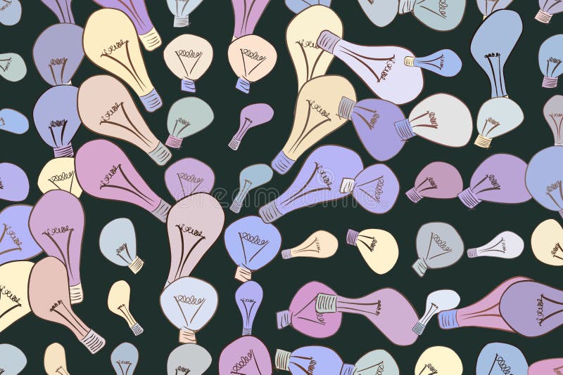 Abstract Light Bulbs Illustrations Background Pattern. Art, Line, Power ...