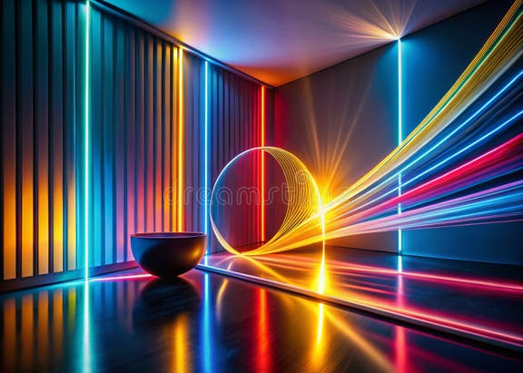 Abstract Light Drawing Exploring Minimalist Lines and Shadows in a ...
