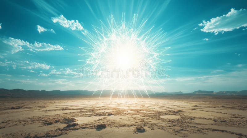 Abstract Light Explosion in a Desert Landscape Stock Illustration ...