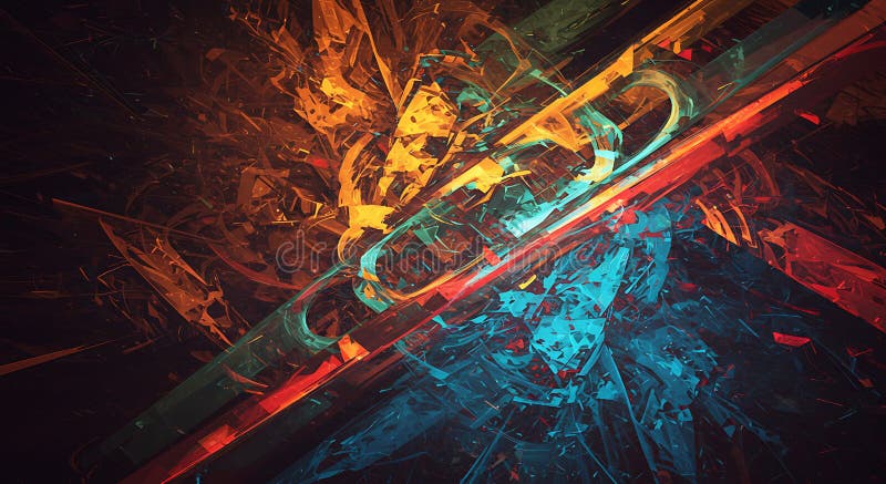 Abstract Light Forms Art with Vibrant Colors Against Dark Background ...
