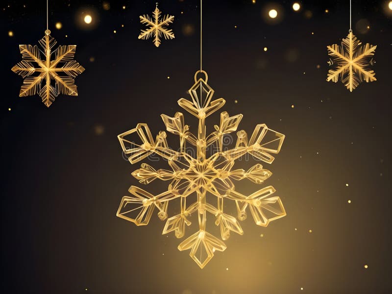 Abstract Light Glow Wireframe Hanging Gold Snowflake in Low Poly on ...