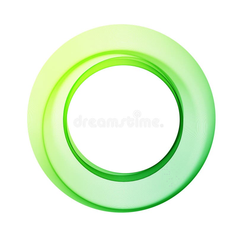 Abstract Light Green Frame with Smooth Circular Wave Lines on a White ...