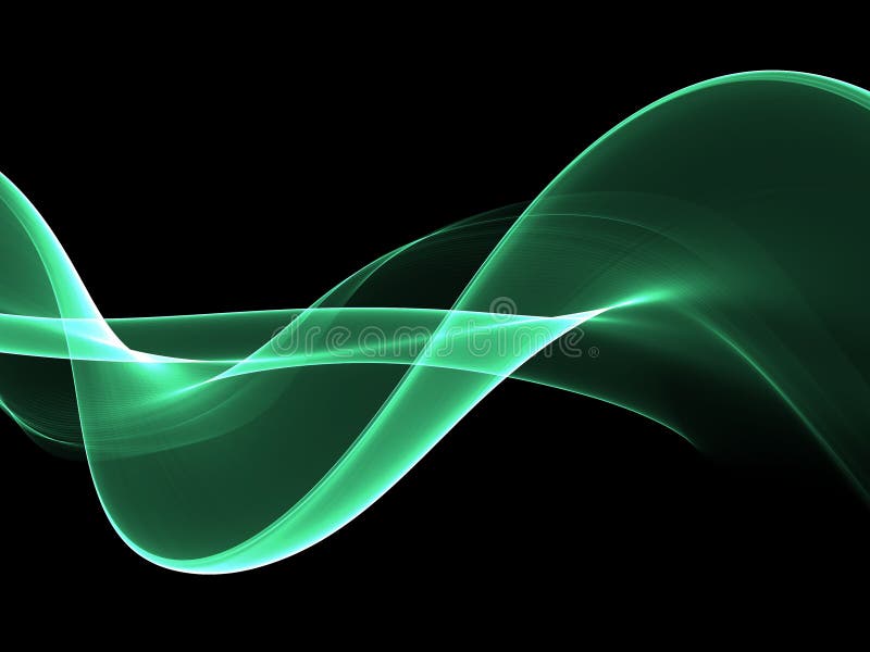 Abstract Light Green Wave on Black Background Stock Illustration ...