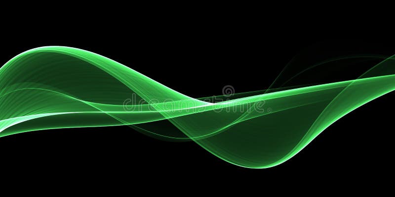 Abstract Light Green Wave on Black Background Stock Illustration ...