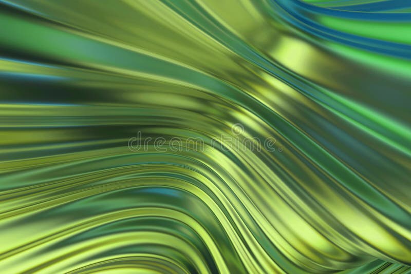 Abstract Light Green and Yellow Wavy Striped Line Curved Smooth Retro ...