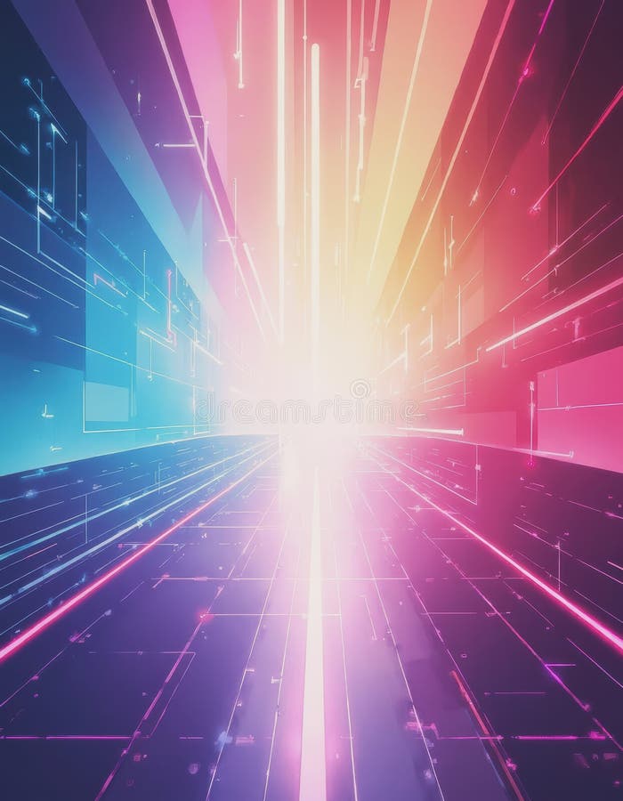 Abstract Light Illustration with Prism Effects Splitting White into a ...