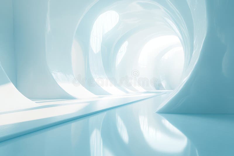 Abstract Light-Infused Space with Fluid Forms and Smooth Surfaces Stock ...