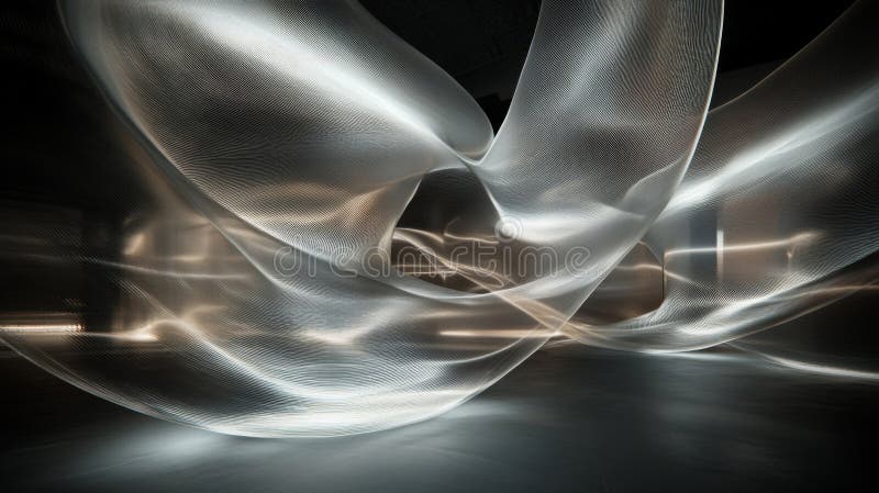Abstract Light Installation with Curved Fabric Stock Illustration ...