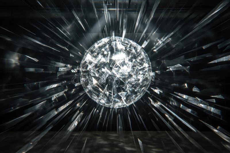 Abstract Light Installation with Reflections and Shattered Glass ...