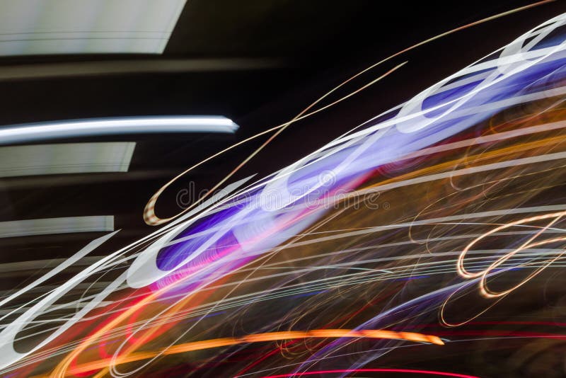 Abstract Light Line Background. Colorful Light Trails on Dark ...