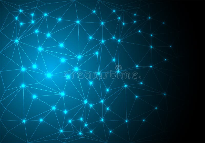 Abstract Light Line Mesh Polygon Network Data Internet Blue Technology ...
