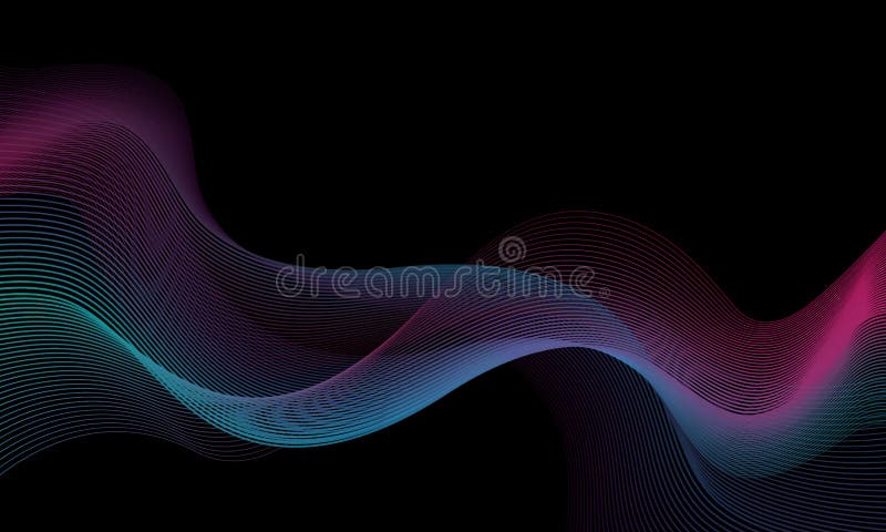 Abstract Light Line Waves in Dark Background Stock Vector ...