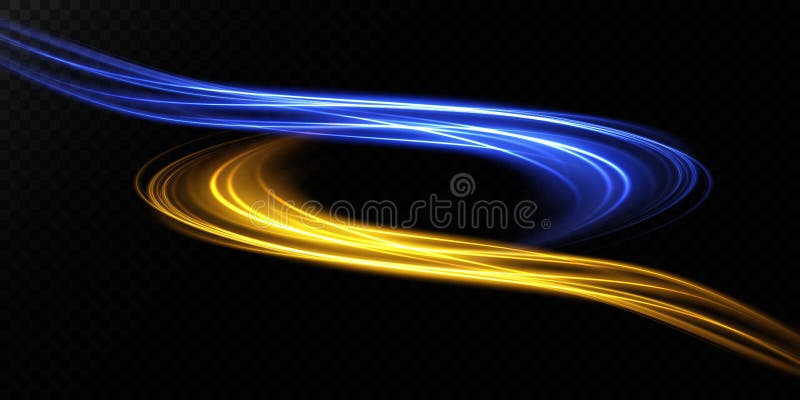 Abstract Light Lines of Movement and Speed in Blue and Gold. Light ...
