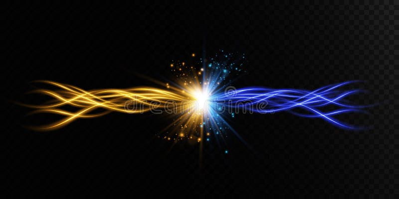 Abstract Light Lines of Movement and Speed in Blue and Gold. Light ...