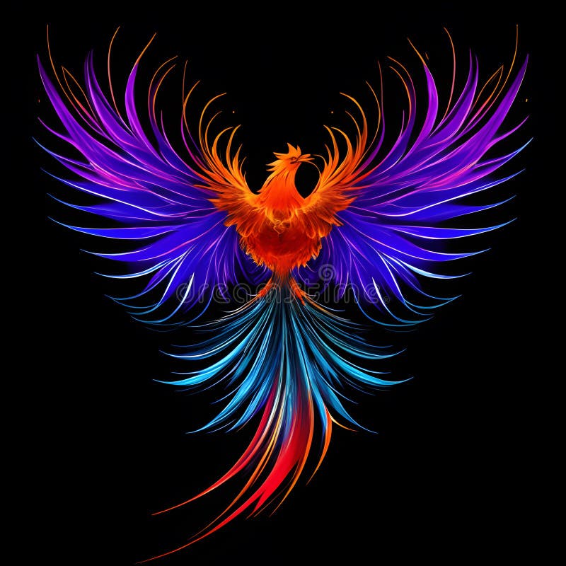 Light Neon Style Art Portrait of a Phoenix, Generative AI Stock ...
