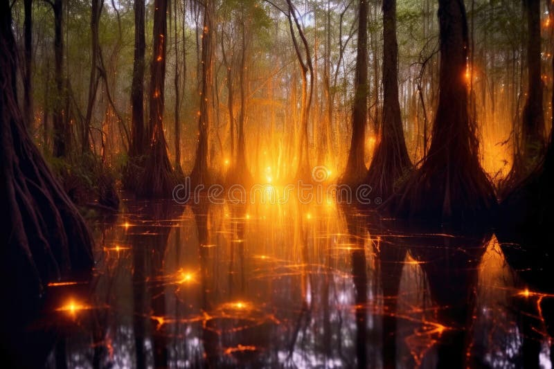 Abstract Light Painting Created by Fireflies in Swamp Stock ...