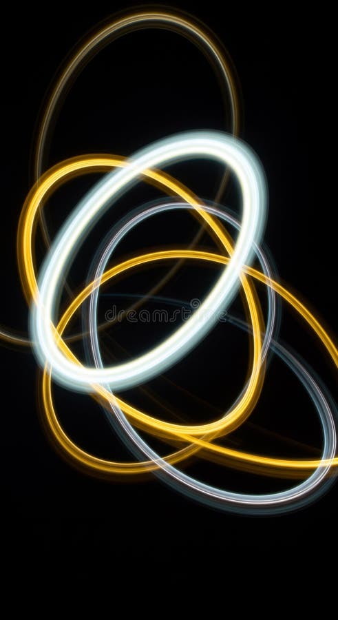 Abstract Light Painting with Gold, Silver and White Circles Stock ...