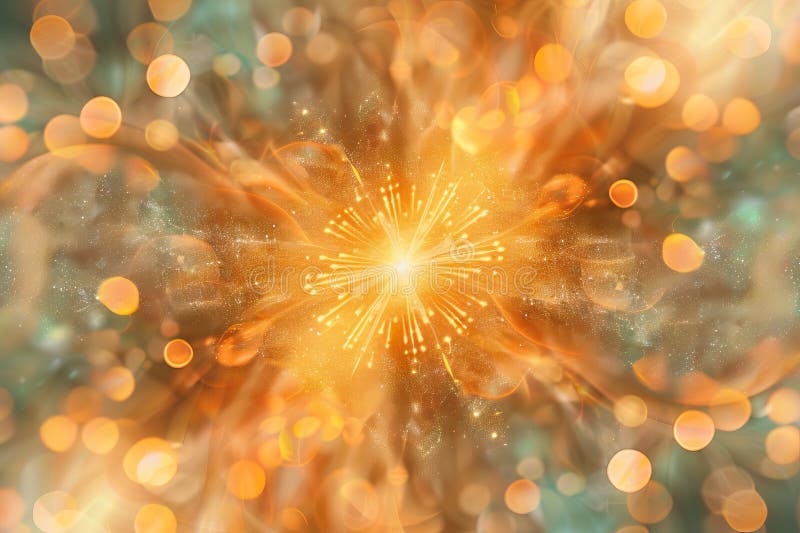 Abstract Light Pattern with Bokeh Effect in Soft Blue and Golden Tones ...