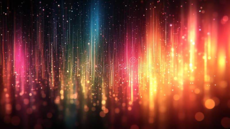 Colorful Abstract Light Patterns with Glowing Particles on a Dark ...