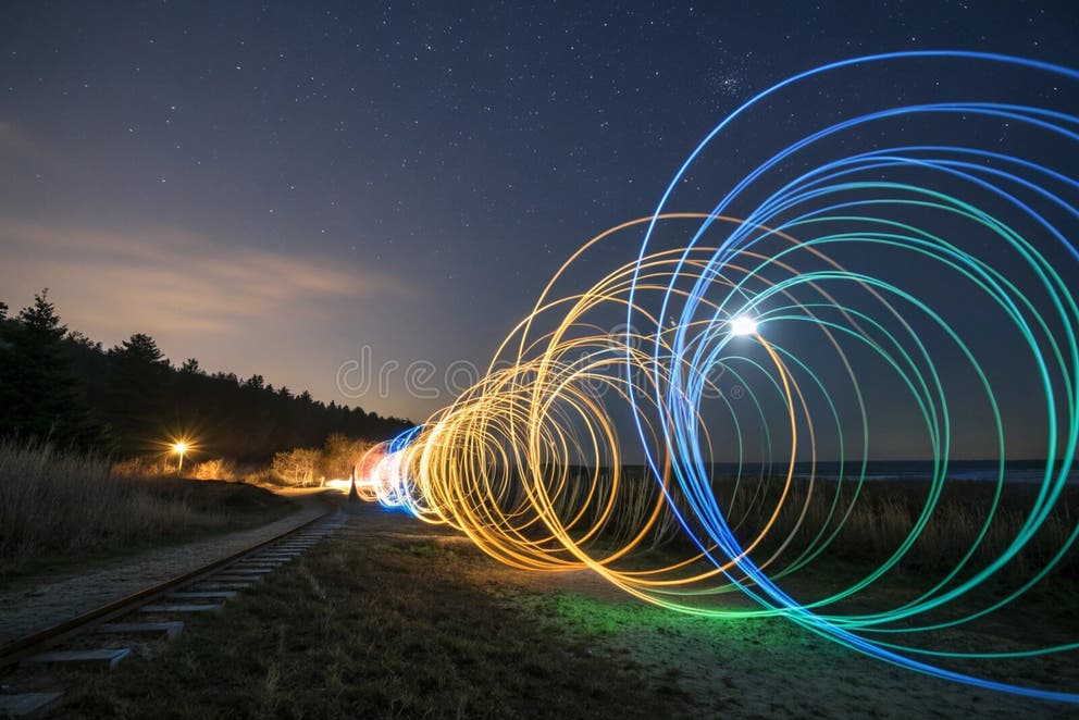 Abstract Light Patterns from Long Exposures Stock Illustration ...